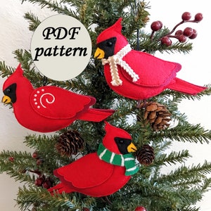 Cardinal Sewing Pattern PDF, Felt Ornament, Christmas Tree Ornament ...