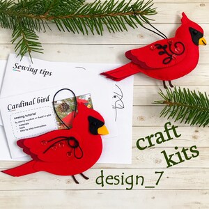 DIY Felt Cardinal Bird Ornaments, Craft Kits, DIY Kits, Christmas Tree ...