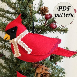 Cardinal Sewing Pattern PDF, Felt Ornament, Christmas Tree Ornament ...