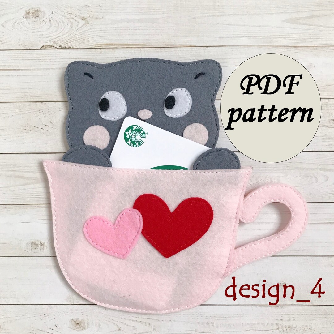 Cute Cat Gift, Card and Money Holder, Design 4, PDF Sewing Pattern ...