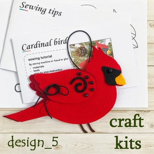 DIY Felt Cardinal Bird Ornaments, Craft Kits, DIY Kits, Christmas Tree ...