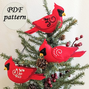 Cardinal Sewing Pattern PDF, Felt Ornament, Christmas Tree Ornament ...