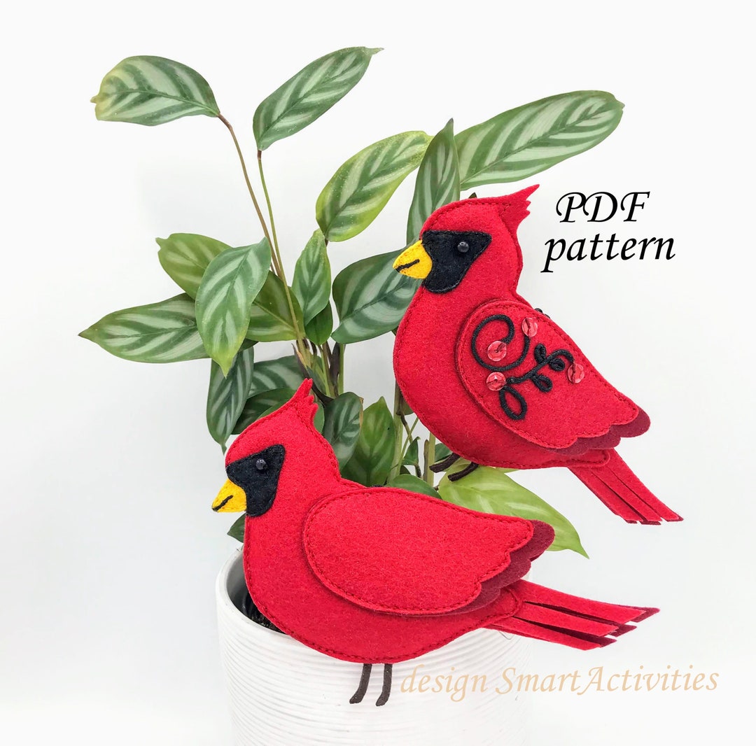 Cardinal Sewing Pattern PDF, Felt Ornament, Christmas Tree Ornament ...