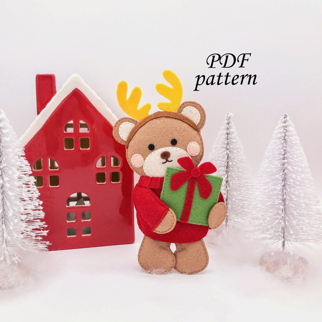 Teddy Bear Sewing Pattern PDF, Felt Bear, Bear Ornament, Toy, Christmas ...