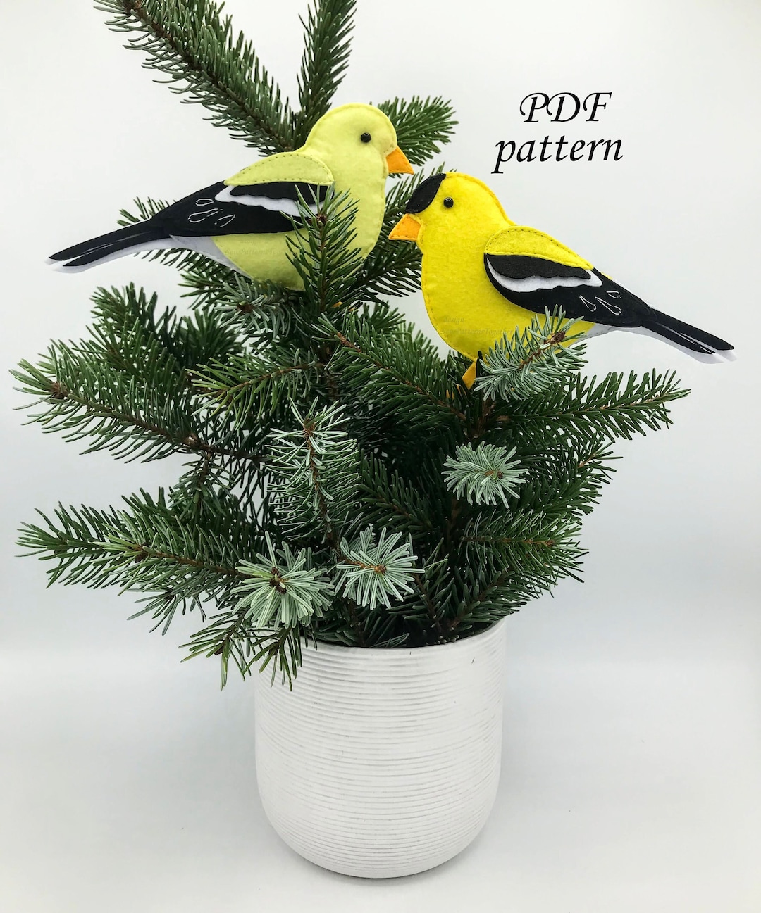 Goldfinch Bird Pattern PDF, Felt Bird, Ornament, Topper, Christmas Tree ...
