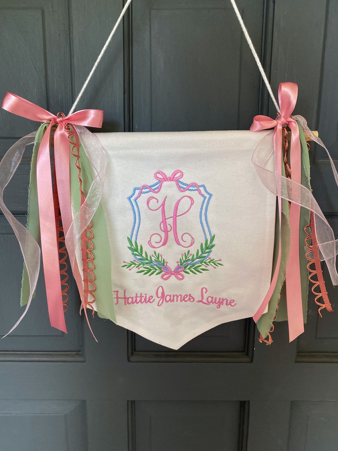 Baby Girl Monogrammed Announcement Banner - Etsy
