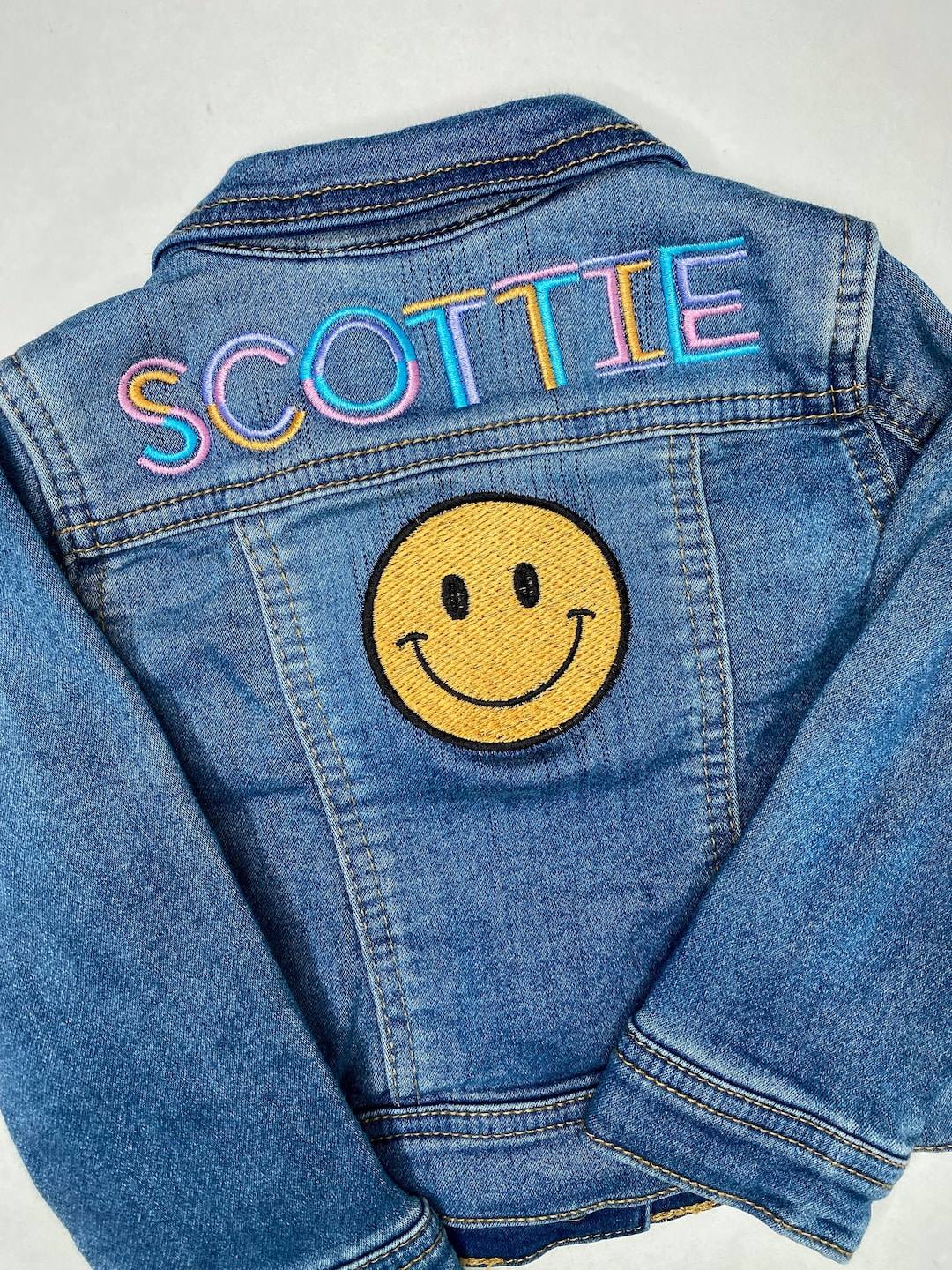 Girls Smiley Face Kids Jean Jacket - Etsy