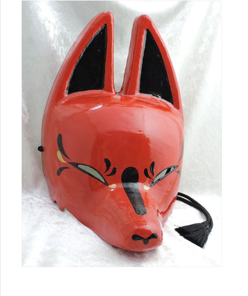Japanese Fox Half Mask Kitsune Hand Made Painted From - Etsy