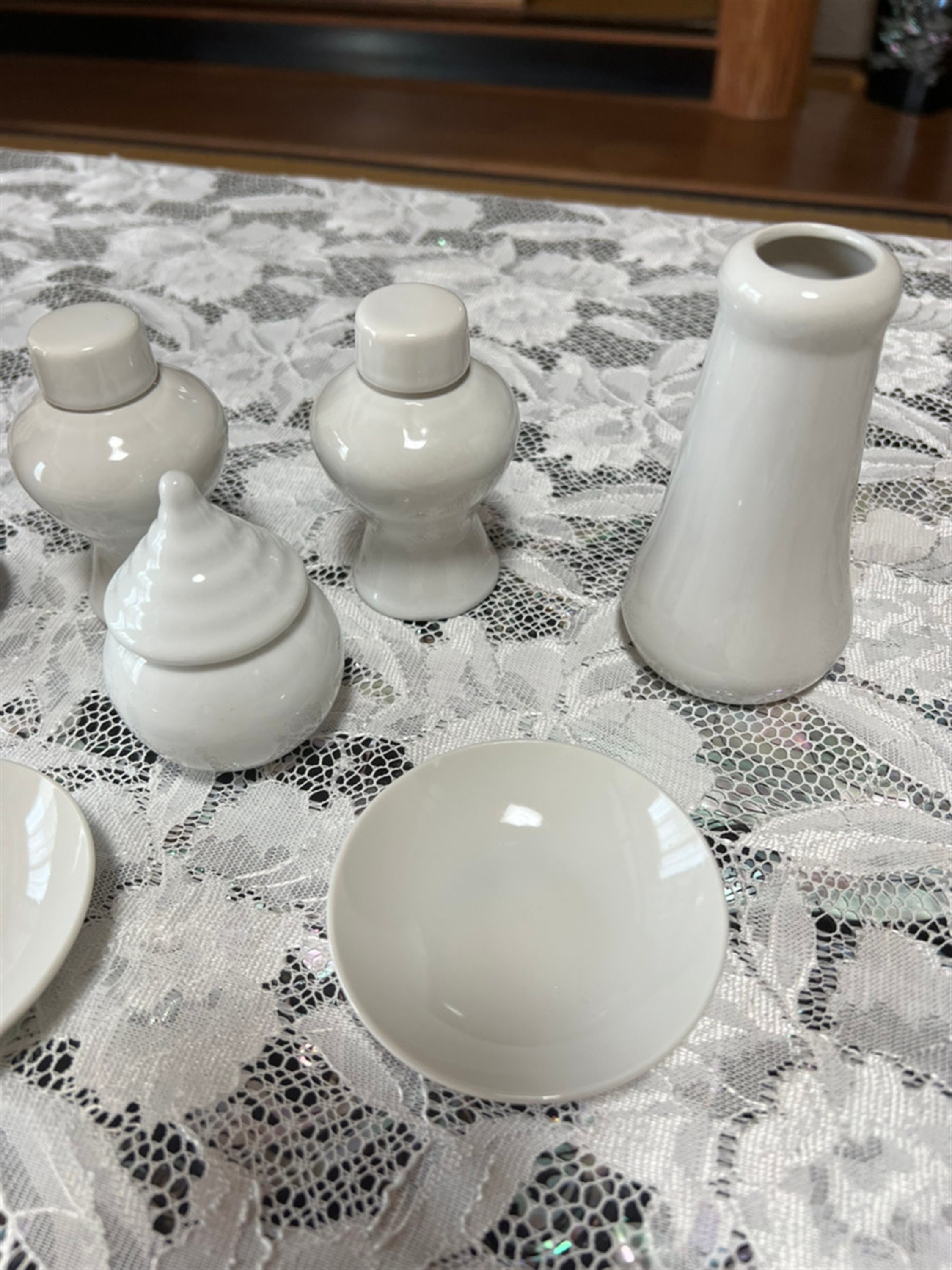 Japanese Shinto Shrine Kamidana Sacred Items Set Bottle Dish White Made ...
