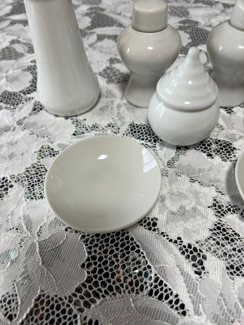Japanese Shinto Shrine Kamidana Sacred Items Set Bottle Dish White Made ...