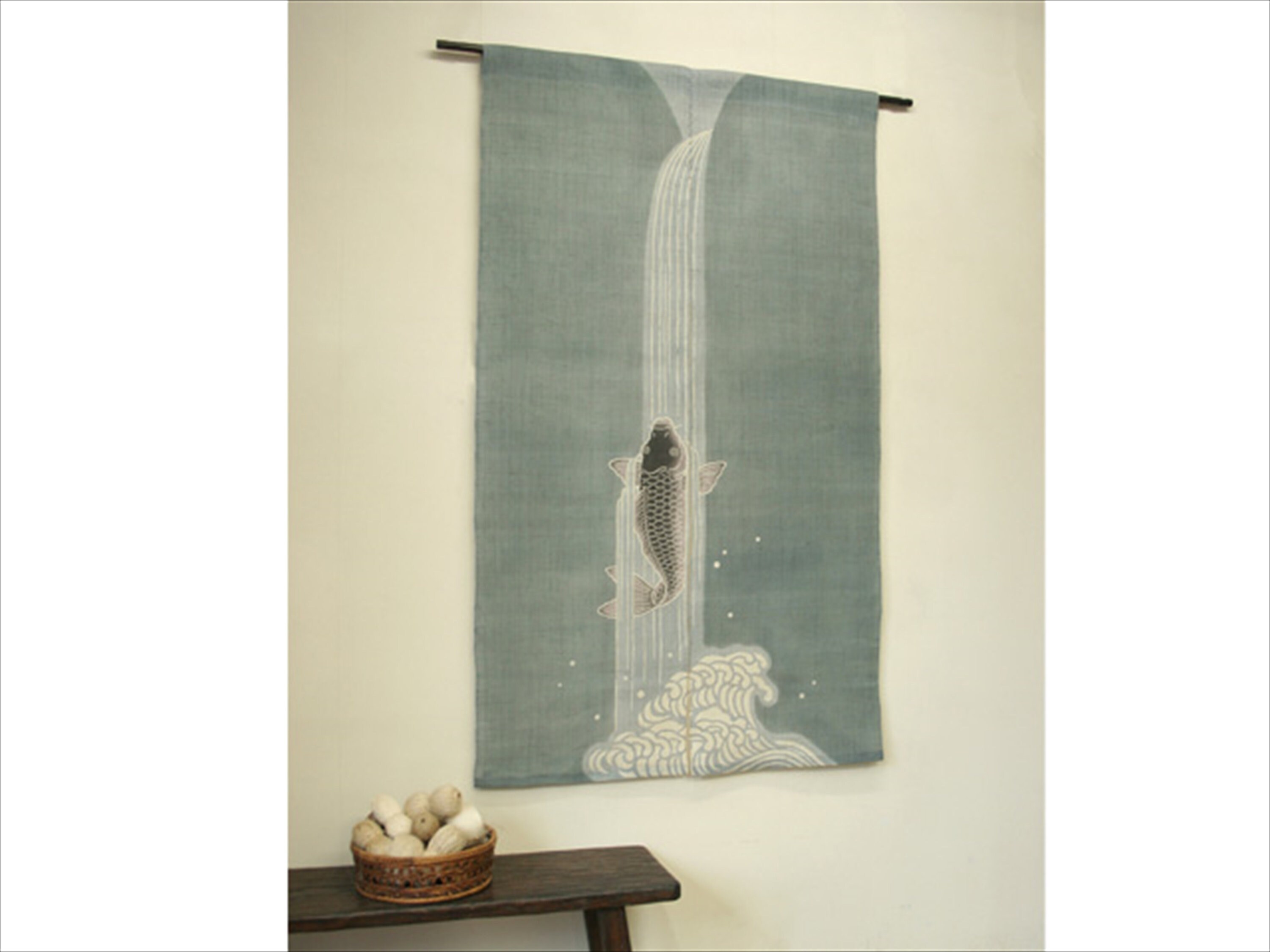 100 Linen Japanese Handcraft Koi Carp waterfall tapestry | Etsy