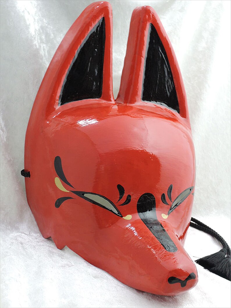 Japanese Fox Half Mask Kitsune Hand Made Painted From - Etsy