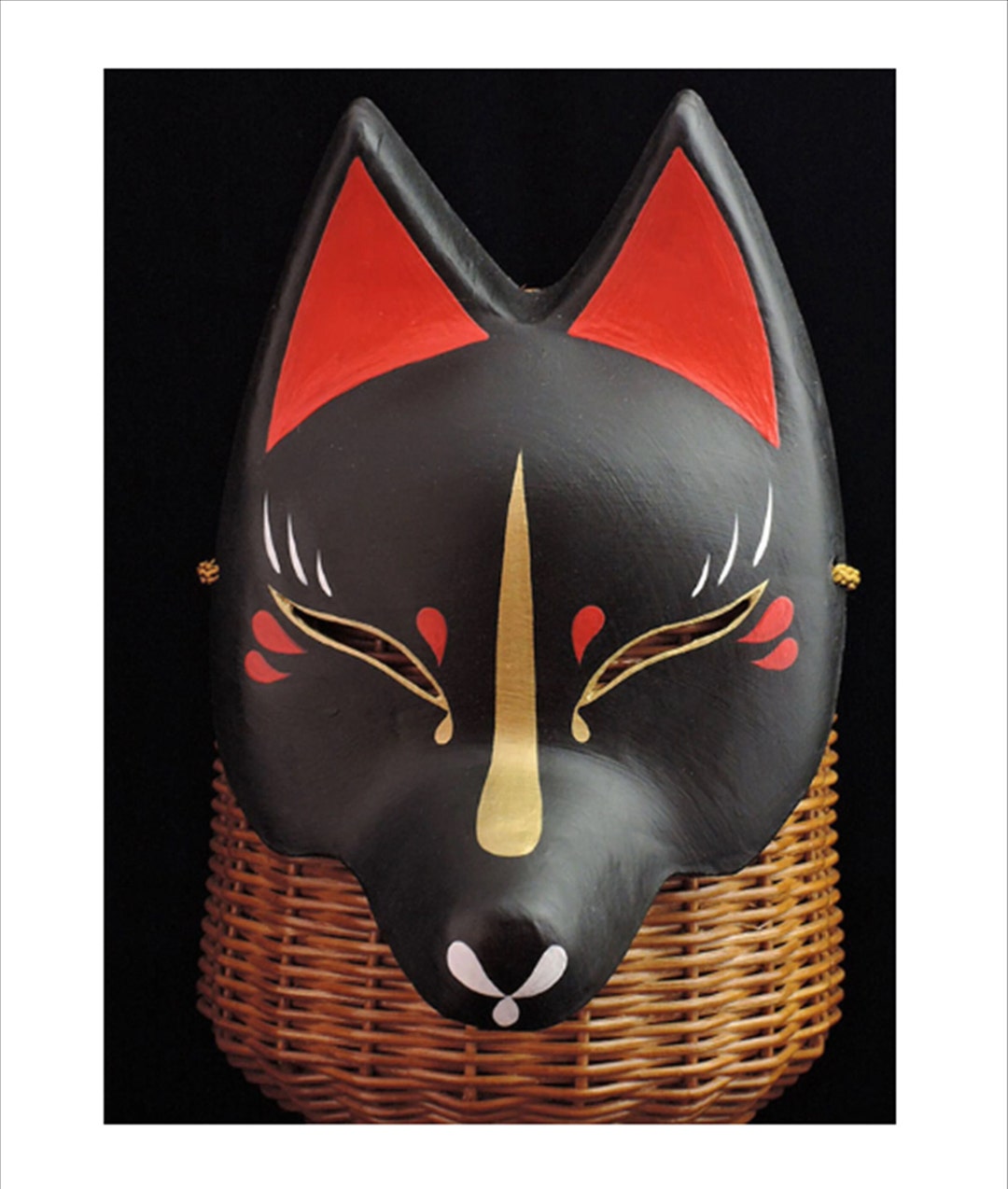 Japanese Fox Half Mask Kitsune Hand Made Painted From - Etsy
