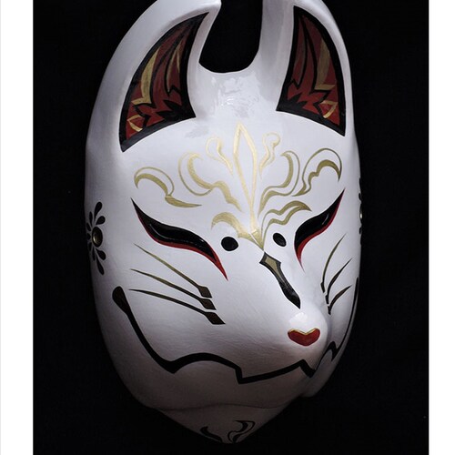 Japanese Fox Full Mask Plain Kitsune Hand Made Painted From | Etsy