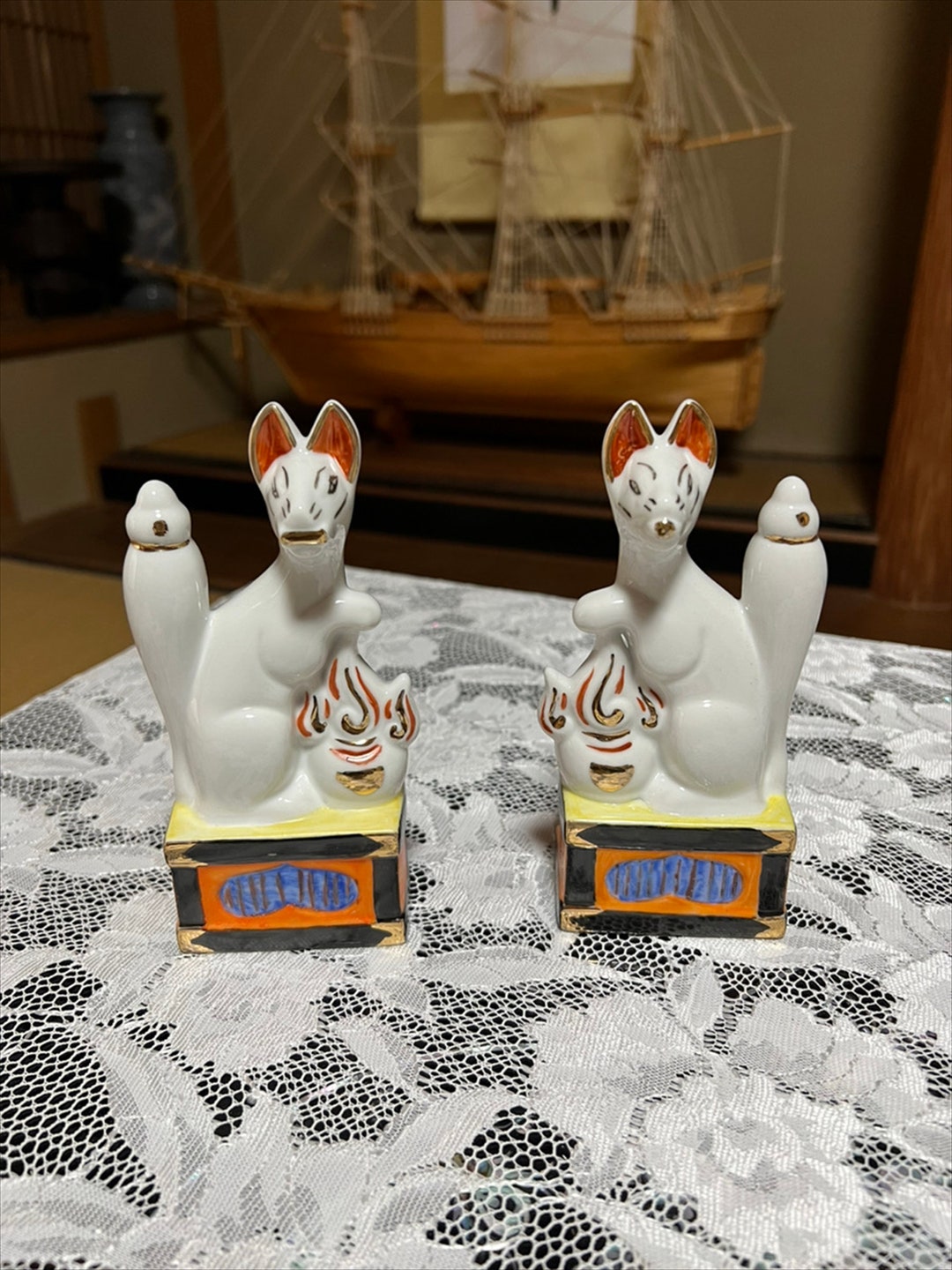 Shinto Shelf for Shrinei Inari, Fox of Guardian Angel, Pair Size Height ...