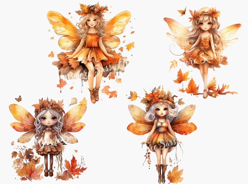 Autumn Fall Fairies Clipart, 9 Png Files With Transparent Background ...