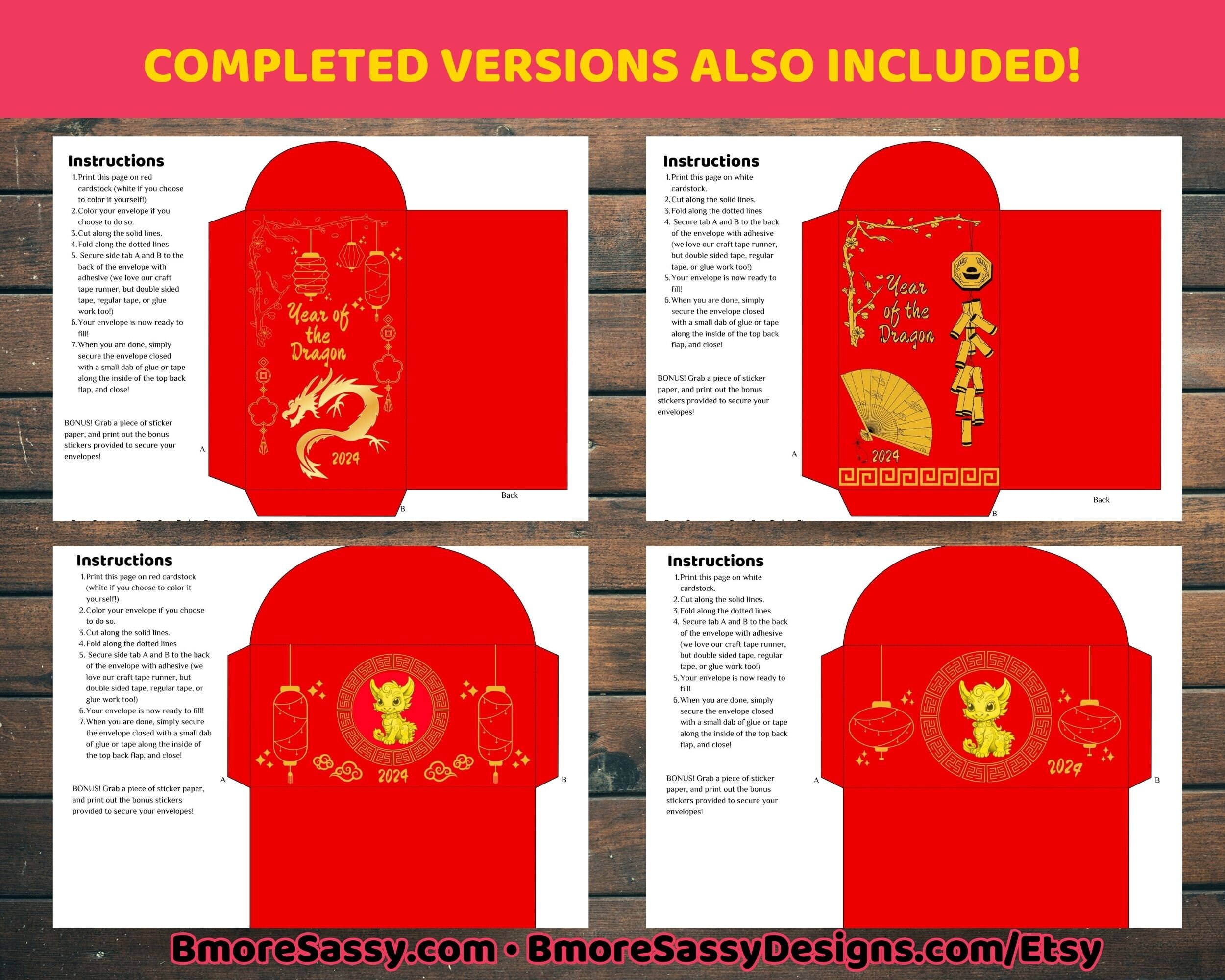 Printable Red Envelope 2024 Chinese New Year Red Envelope Coloring for ...