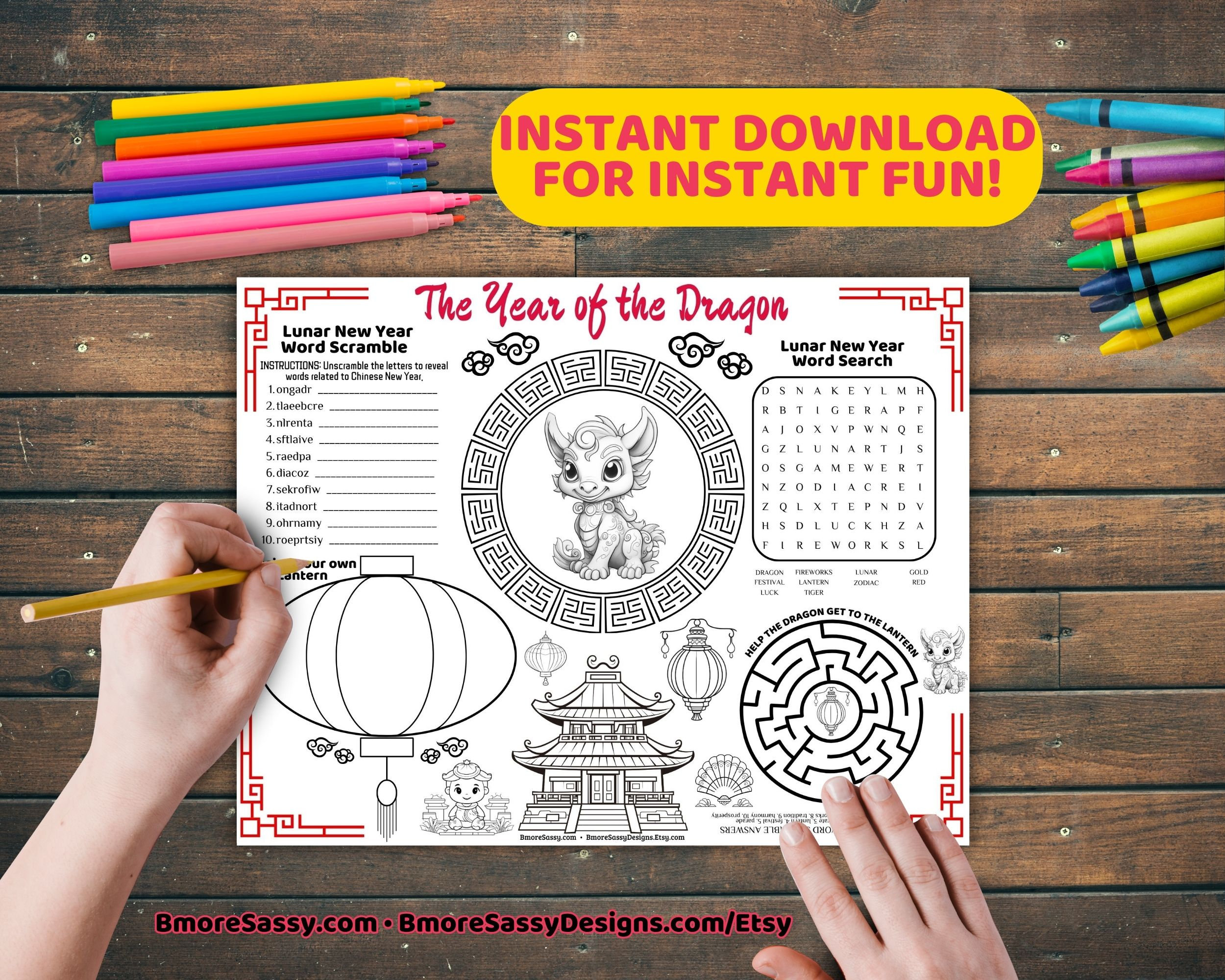 Chinese New Year Printable Activity Placemat for Kids- Year of the ...