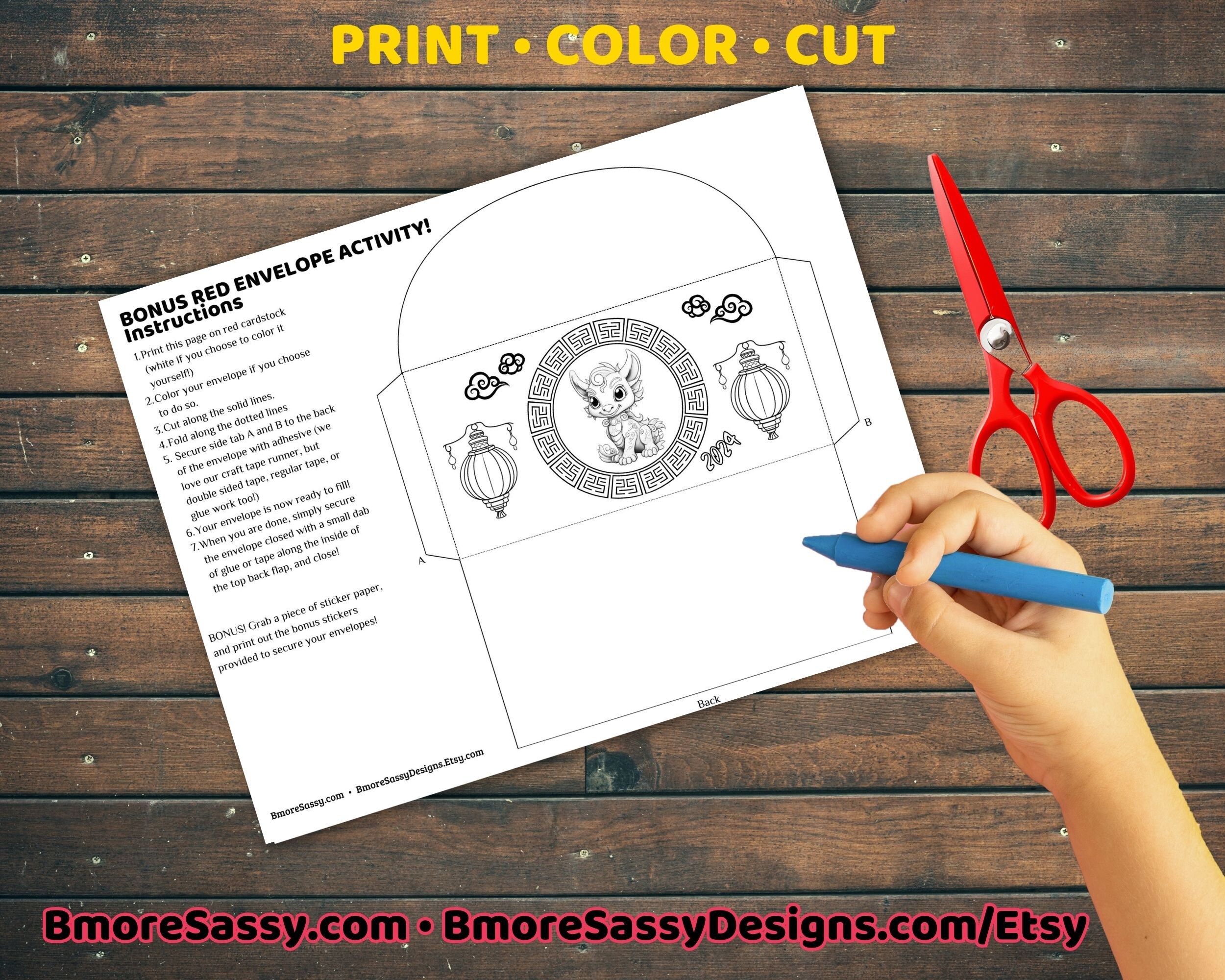 Printable Red Envelope 2024 Chinese New Year Red Envelope Coloring for ...