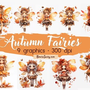 Autumn Fall Fairies Clipart, 9 Png Files With Transparent Background ...