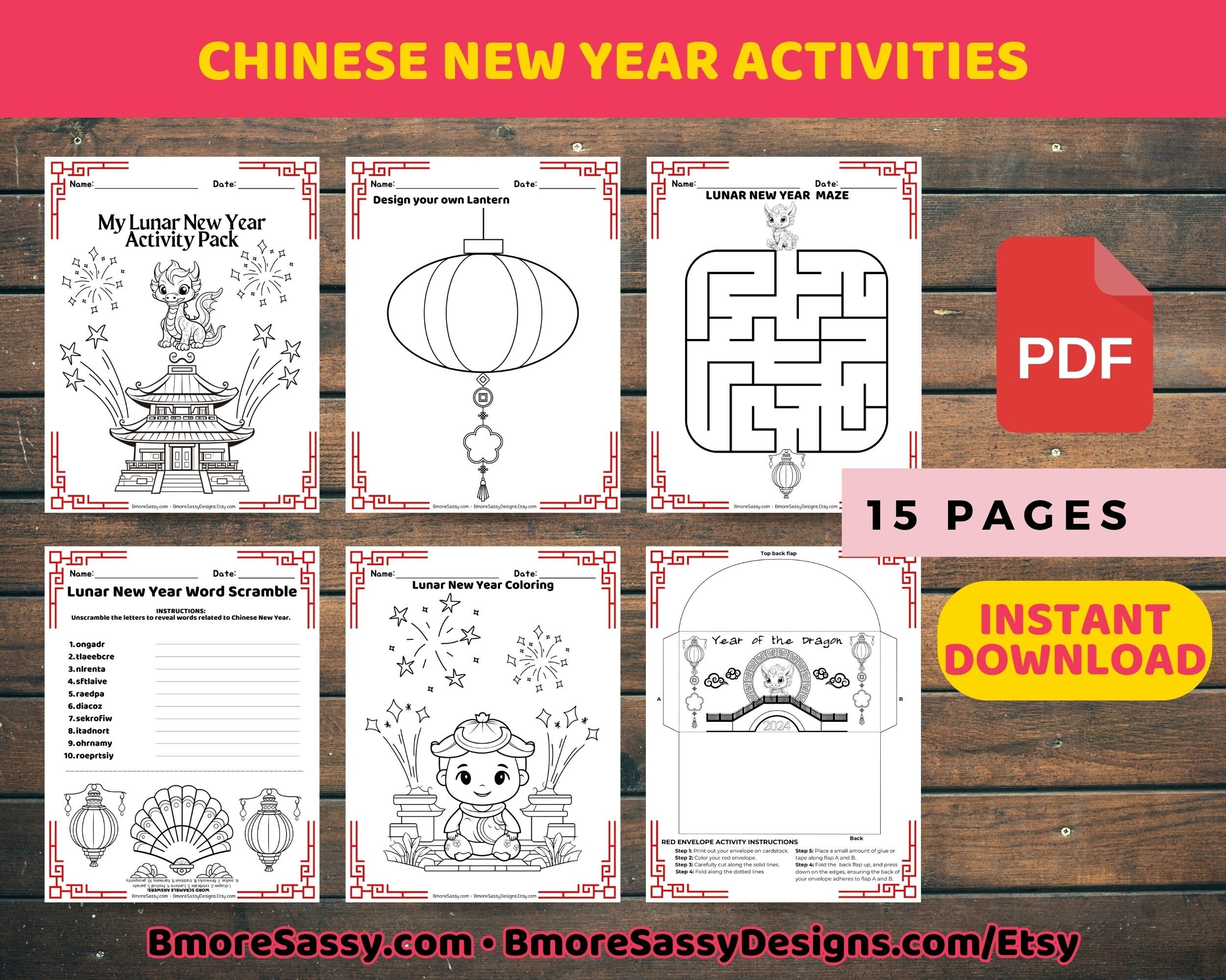 Chinese New Year Printable Bundle for Kids 3 Activities Year of the ...