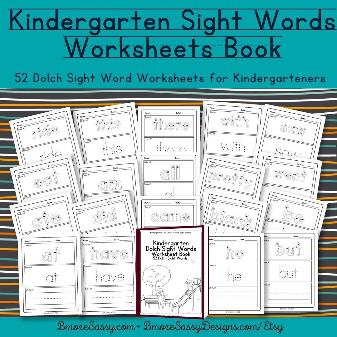 Printable Kindergarten Sight Word Worksheet Book | INSTANT Download ...