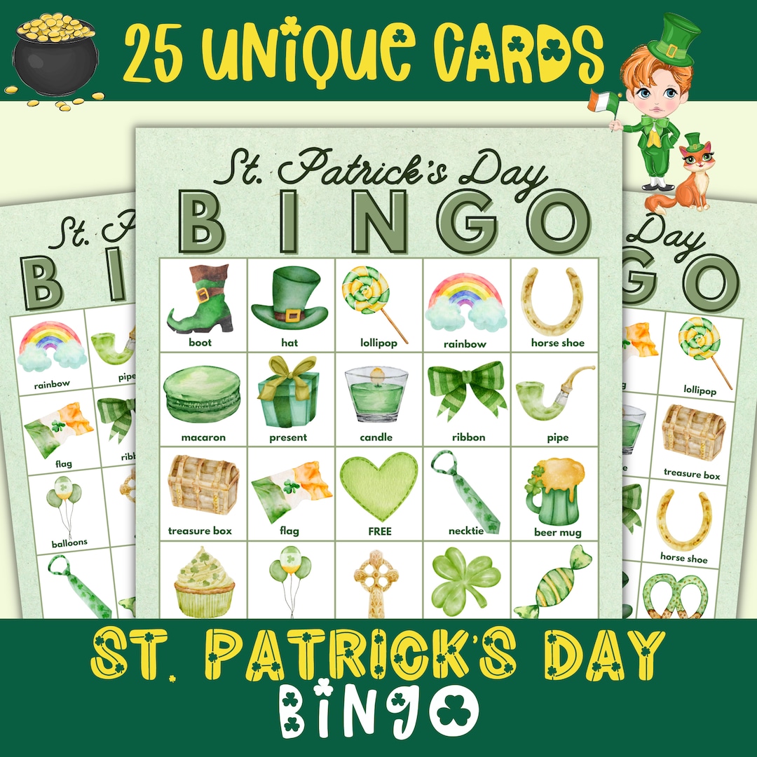 Printable St Patrick’s Day BINGO Cards With Calling Cards and 2 Sets of ...