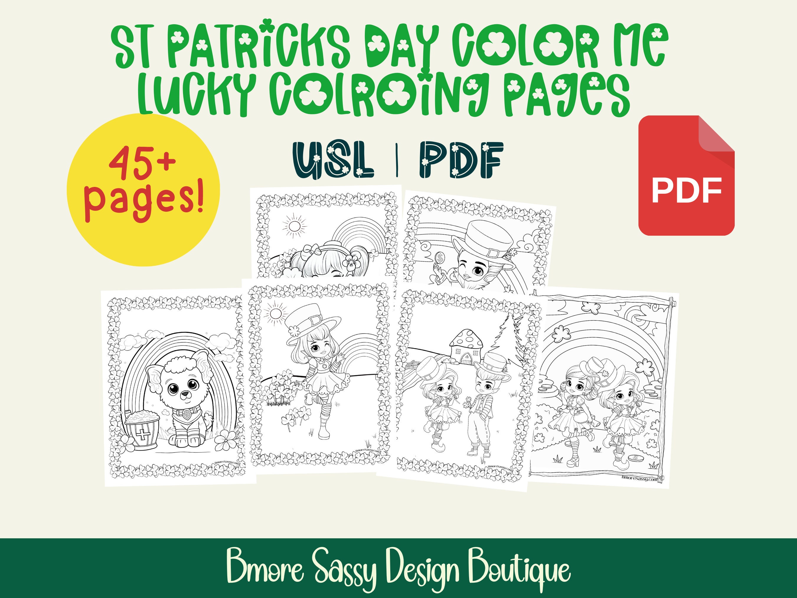 Printable St Patricks Day Coloring Pages for All Ages, Cute Chibis ...