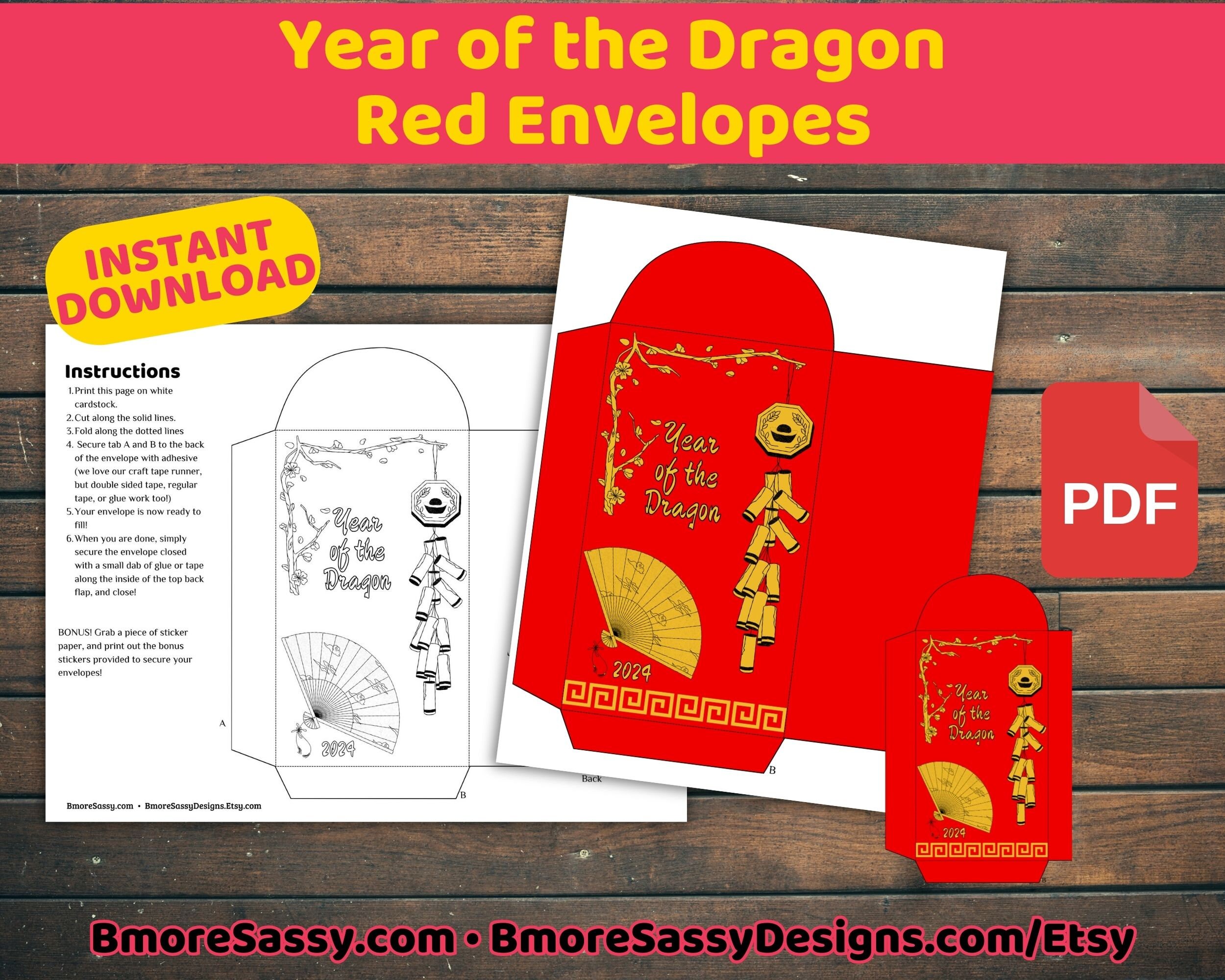 Printable Red Envelope 2024 Chinese New Year Red Envelope Coloring For