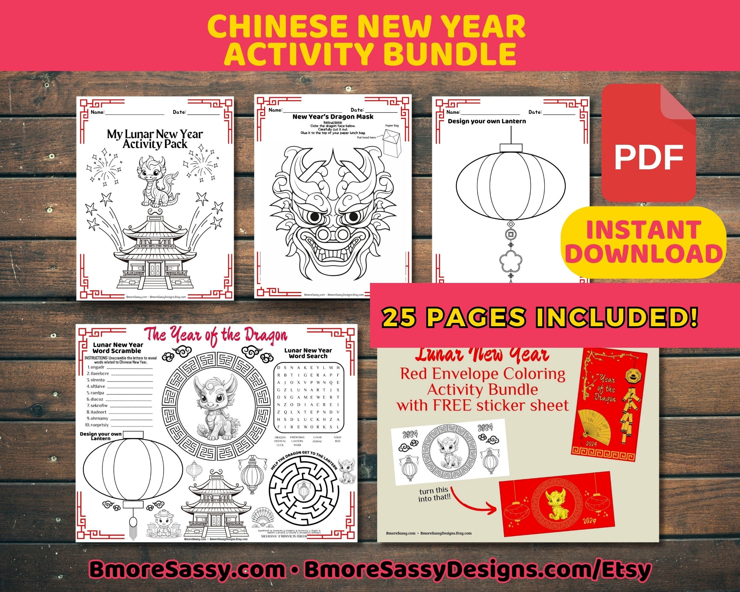 Chinese New Year Printable Bundle for Kids 3 Activities Year of the ...