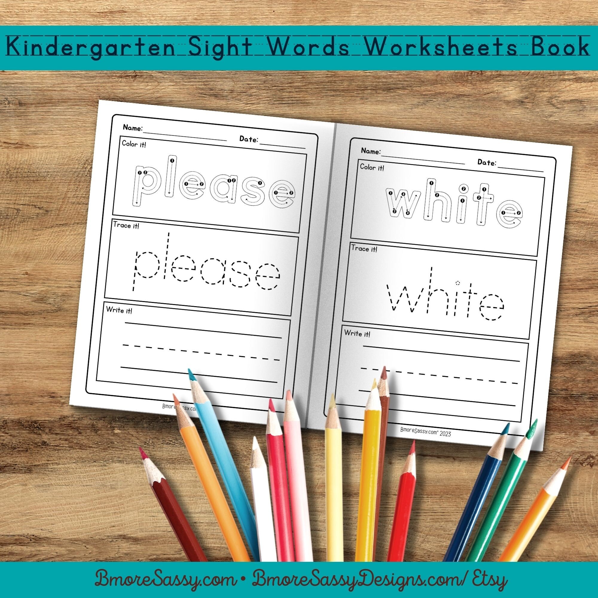 Printable Kindergarten Sight Word Worksheet Book | INSTANT Download ...