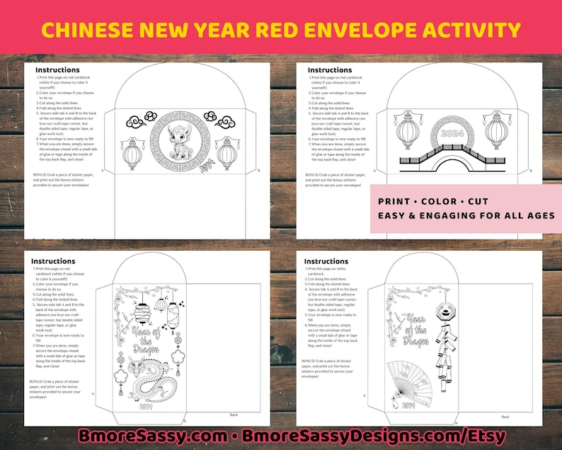 Printable Red Envelope 2024 Chinese New Year- Red Envelope Coloring for ...