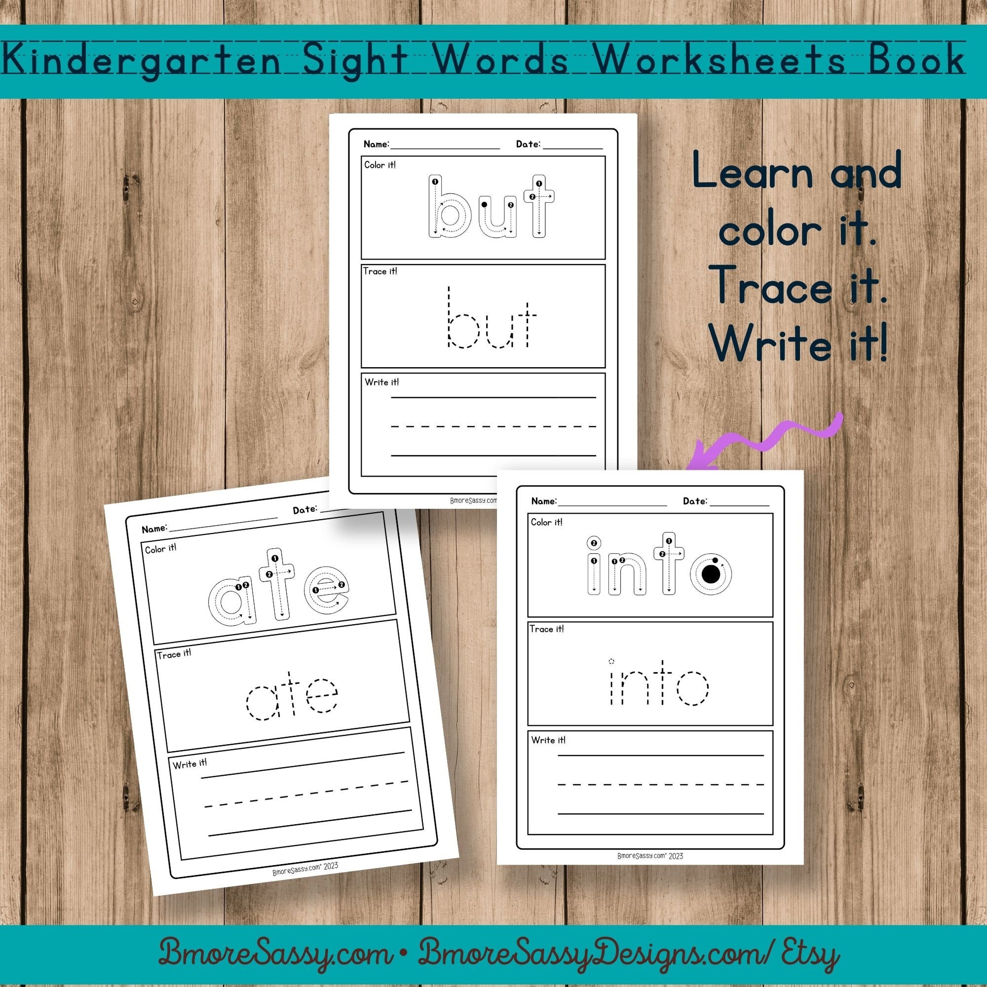 Printable Kindergarten Sight Word Worksheet Book | INSTANT Download ...