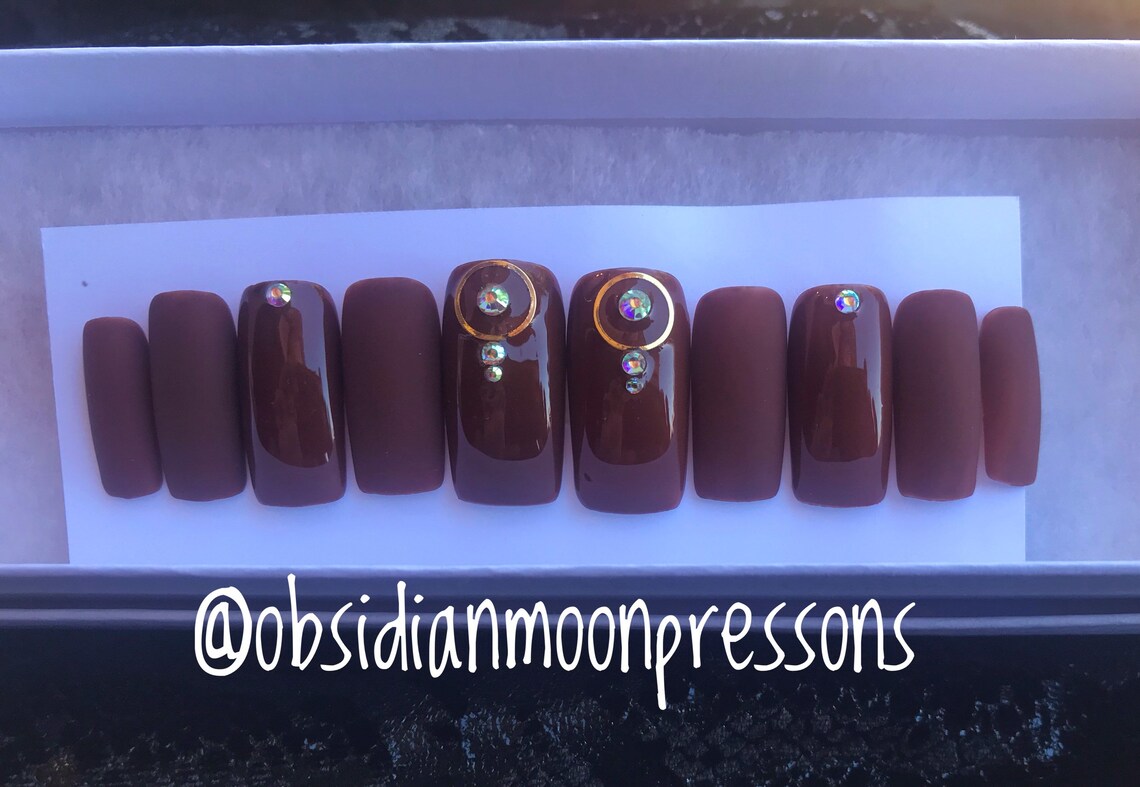 Solar Eclipse Brown Nails Brown and Gold Nails Gold Nails Dark Brown ...