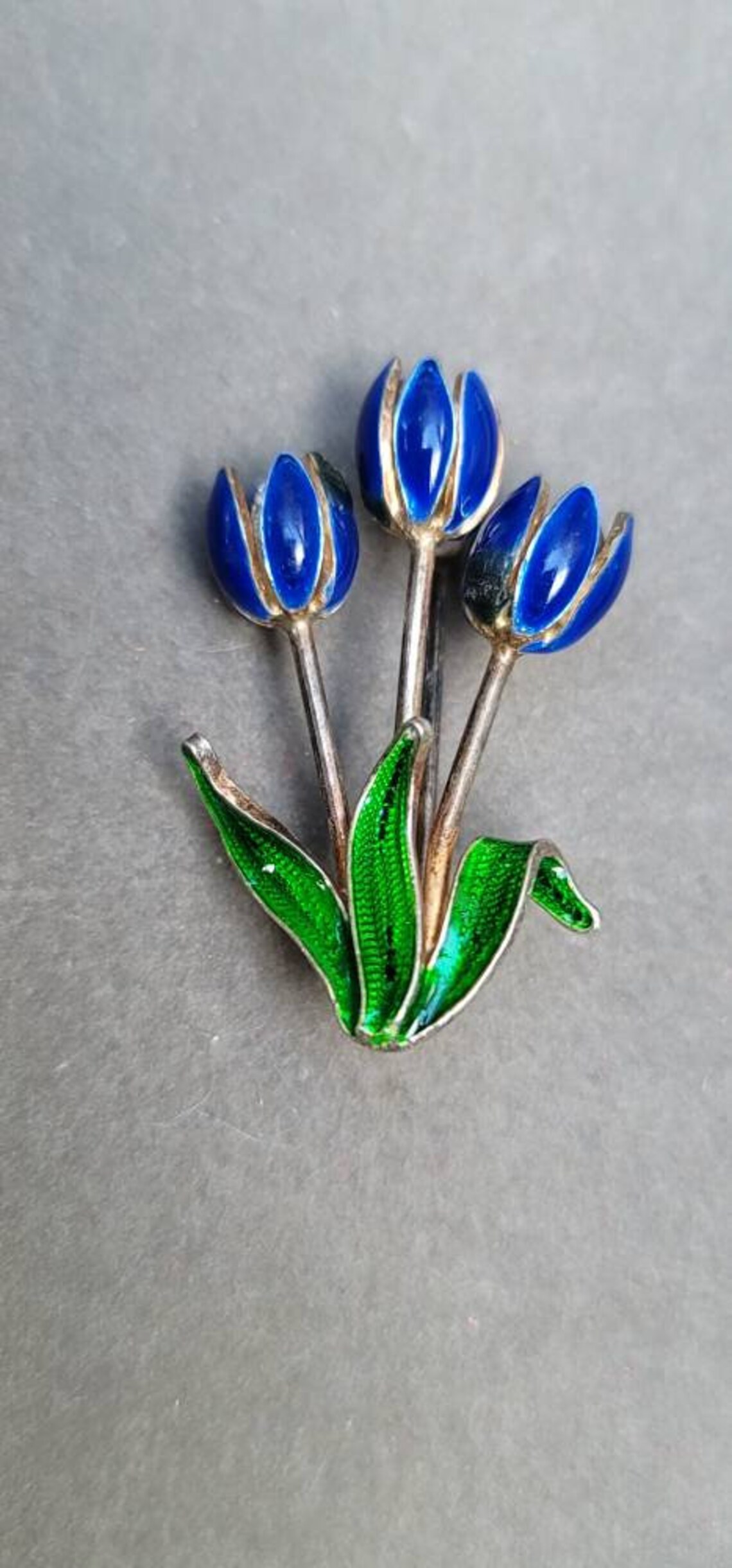 Vintage Enamel on Sterling Tulip Brooch Pin - Etsy UK