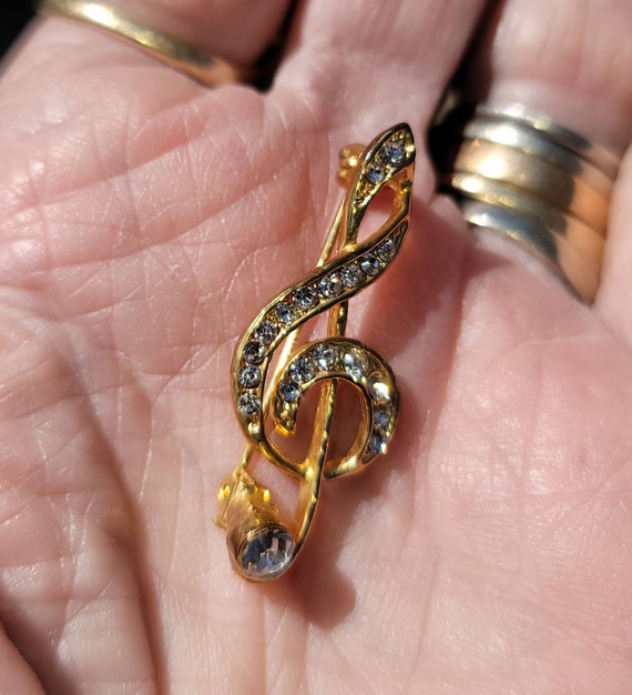 Vintage Musical G Clef Symbol Pin - Gem