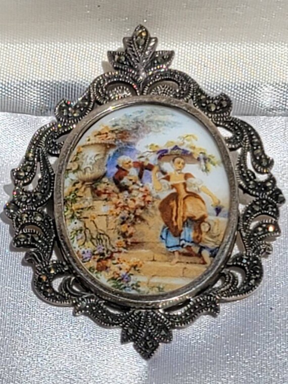 sterling portrait brooch - Gem