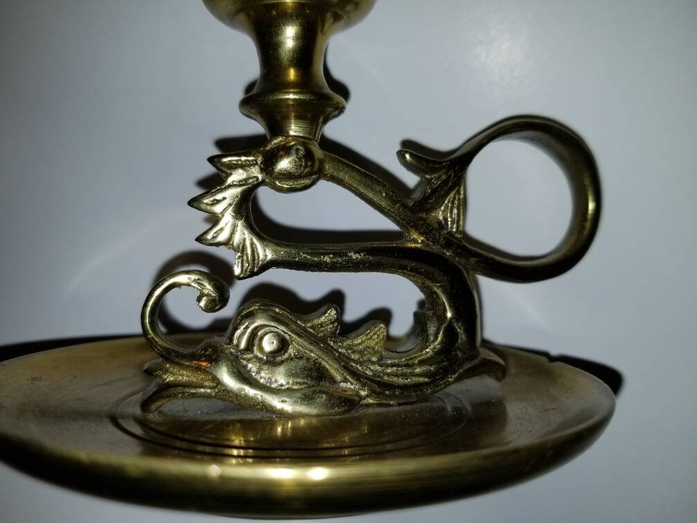 Vintage Brass Dolphin Candlesticks | Etsy