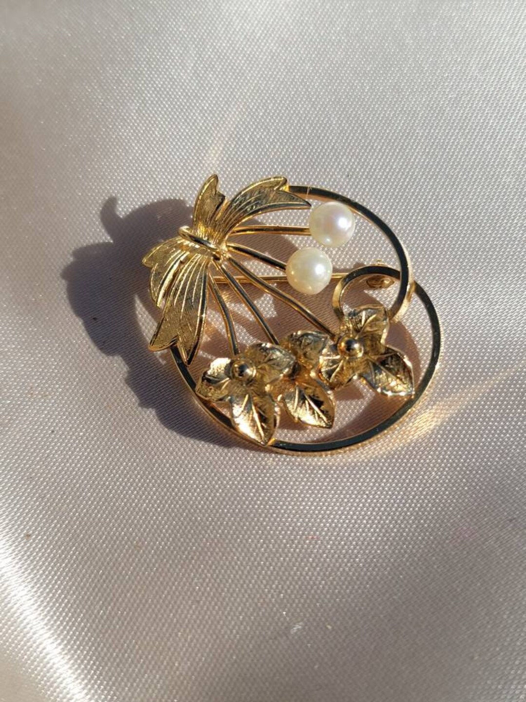 Vintage Wells Pearl 14k Gold Filled Flower Pin Brooch - Etsy
