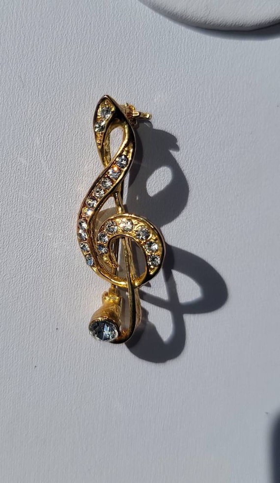 Vintage Musical G Clef Symbol Pin - Gem