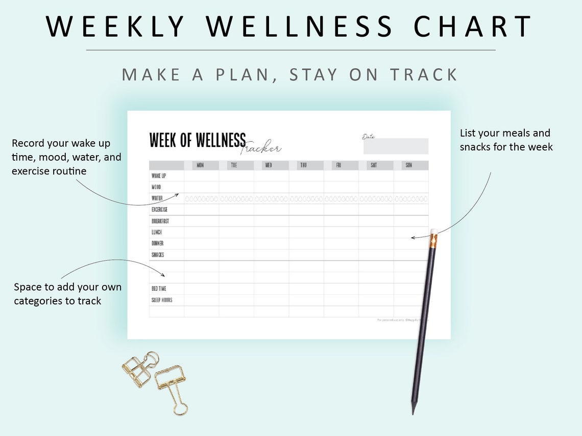 Wellness Planner Printableincludes Weekly Wellness Charts - Etsy UK