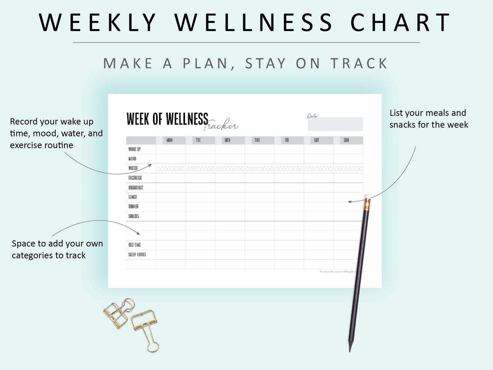 Wellness Planner Printableincludes Weekly Wellness Charts, Habit ...