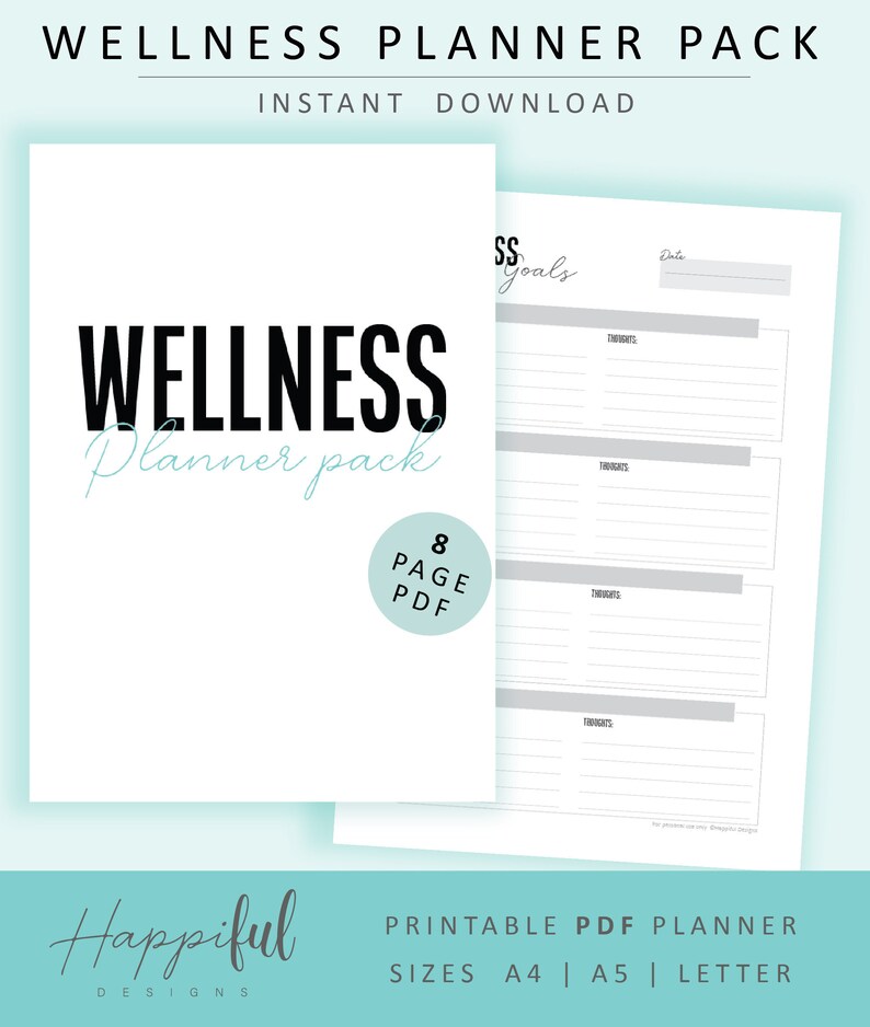 Wellness Planner Printableincludes Weekly Wellness Charts, Habit ...