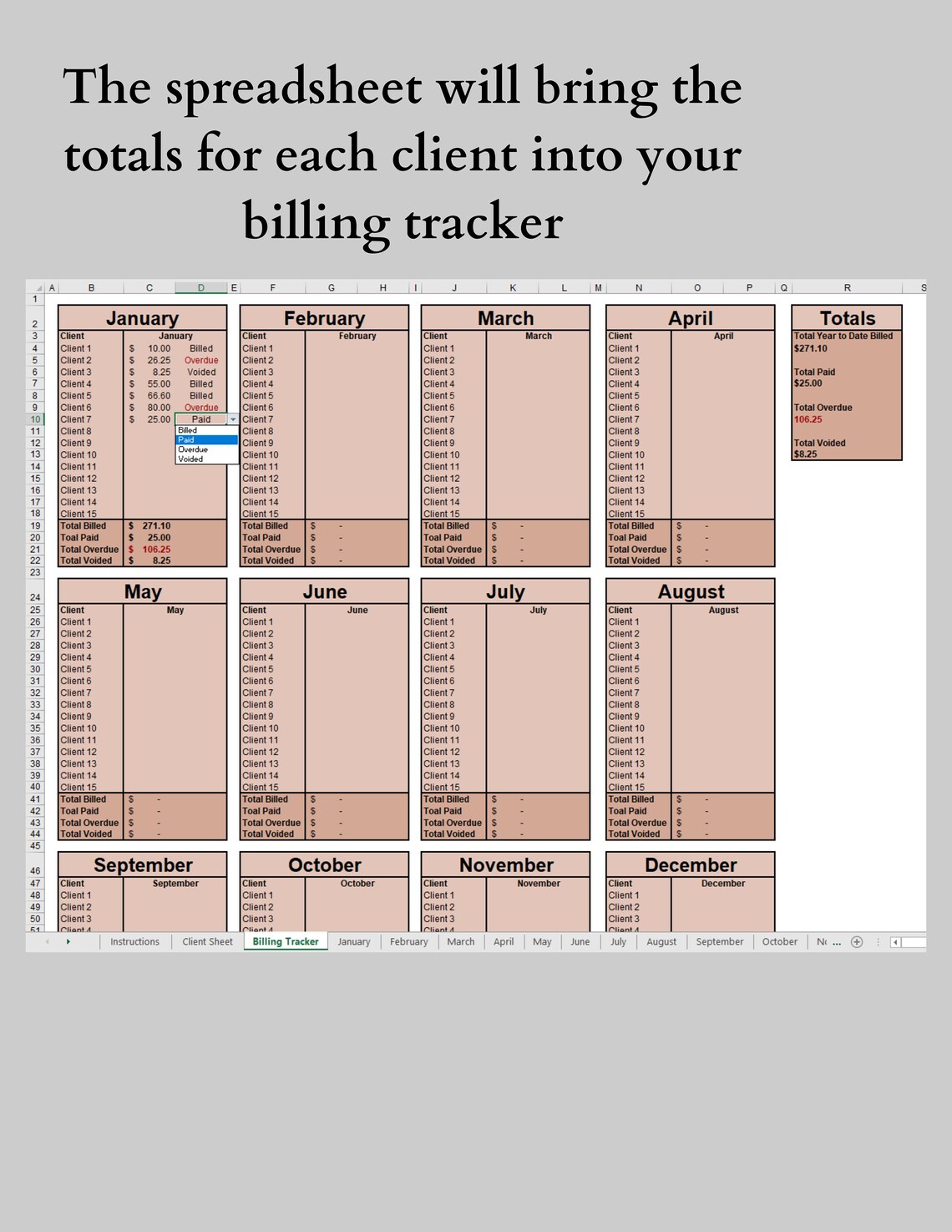 Easy Independent Contractor Billing Spreadsheet | Monthly Billing ...