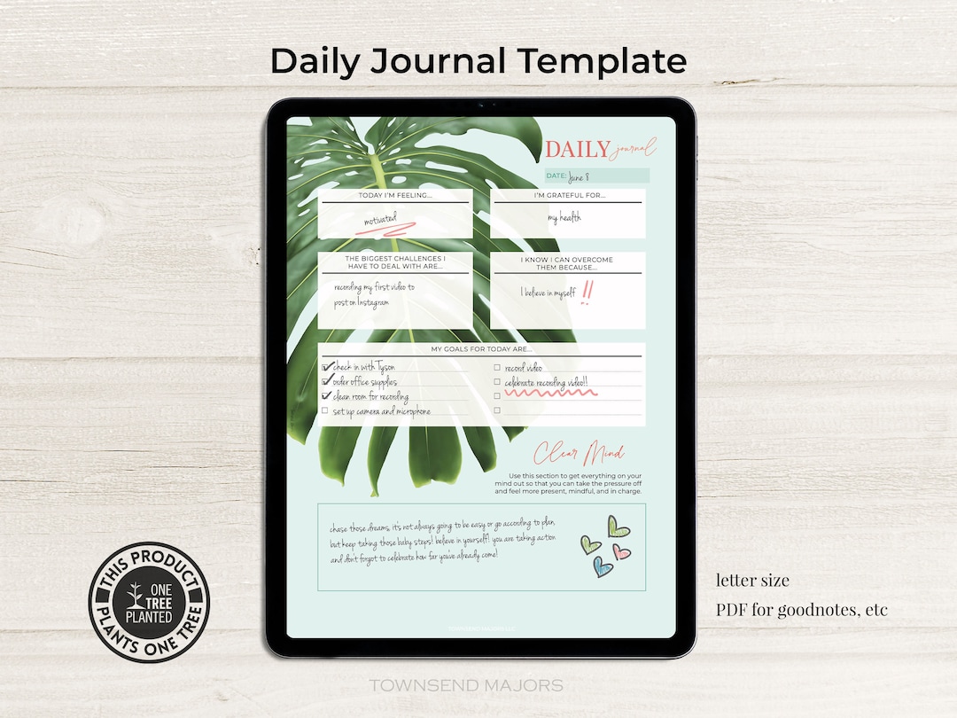 Daily Journal Template, Digital Daily Journal, Goodnotes Template ...