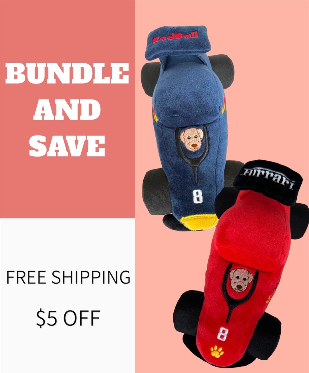 Formula 1 Parody Dog Toy Car, F1 Ferrari & Red Bull Dog Toy, Drive to ...