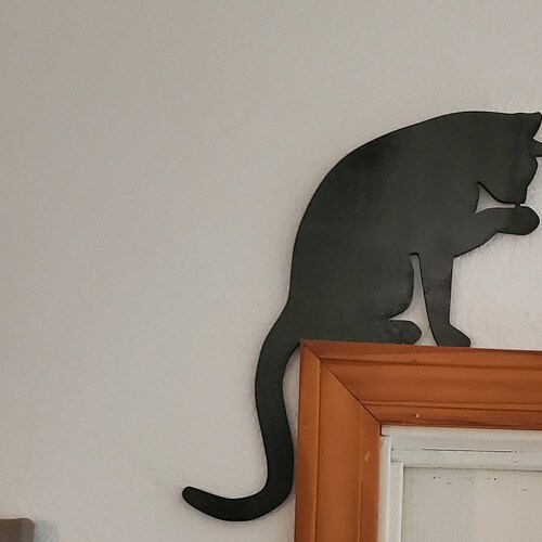 Large Fluffy Cat Wall Decal Black Cat Silhouette Vinyl Decal | Etsy