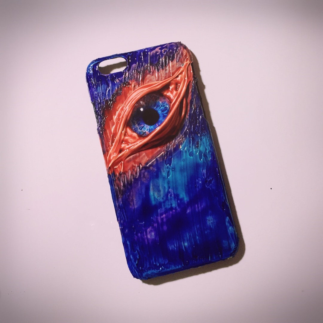 Personalized Handmade Eyeball Phone Case - Dark Blue Monster Eye-made ...