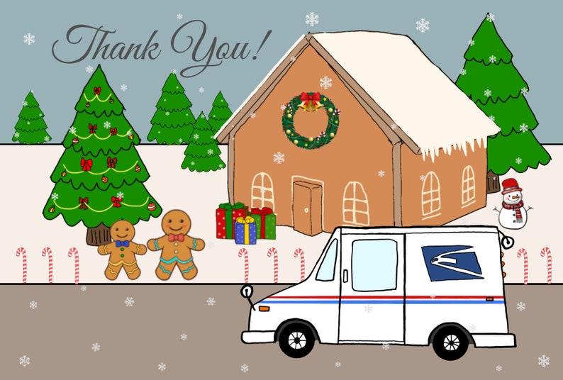 LLV Truck Holiday Thank You Postcards, Mail Carrier Postal Postcard ...