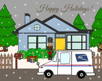 Mail Carrier Christmas Card, Letter Carrier, Merry Christmas, Happy ...
